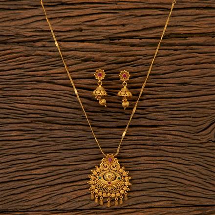 Buy Antique Peacock Pendant set with matte gold plating 204696 | Kanhai ...