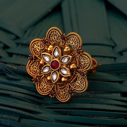 Buy Antique South Indian Ring with matte gold plating 204894 | Kanhai ...