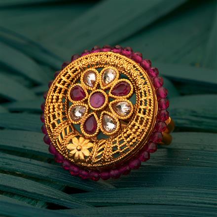 Buy Antique South Indian Ring with matte gold plating 205016 | Kanhai ...