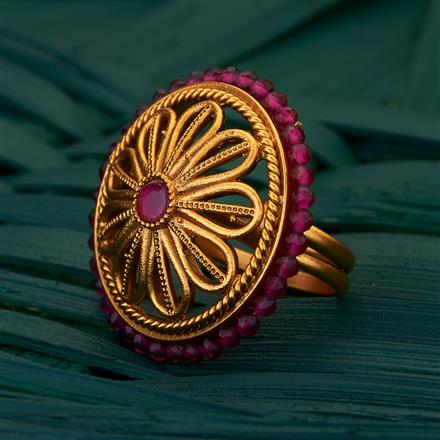 Buy Antique South Indian Ring with matte gold plating 205017 | Kanhai ...