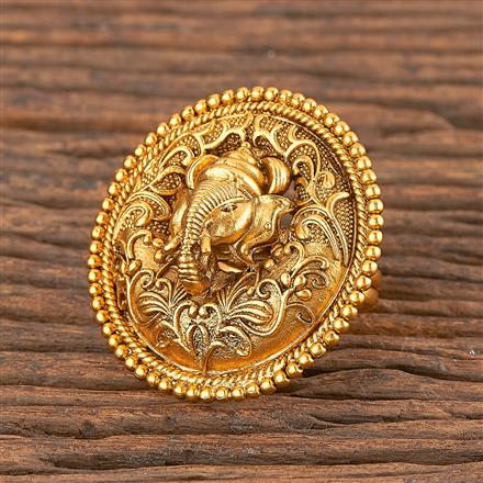 Buy Antique Temple Ring With Matte Gold Plating 206146 | Kanhai Jewels