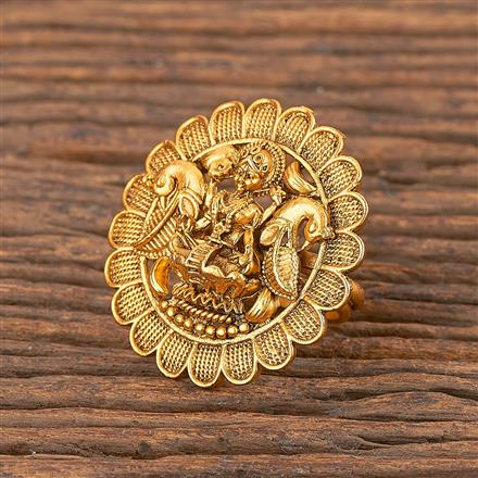 Buy Antique Temple Ring With Matte Gold Plating 206149 | Kanhai Jewels