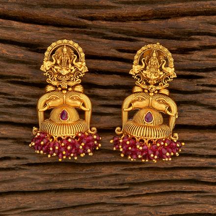 Buy Antique Temple Earring With Matte Gold Plating 207818 | Kanhai Jewels