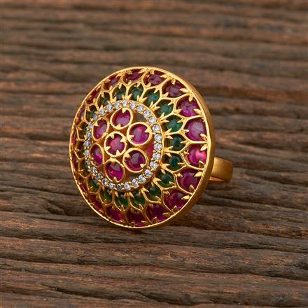 Buy Antique South Indian Ring With Matte Gold Plating 209751 | Kanhai ...