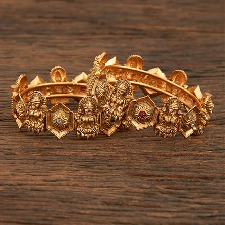 Buy Antique Temple Bangles With Matte Gold Plating 211470 | Kanhai Jewels