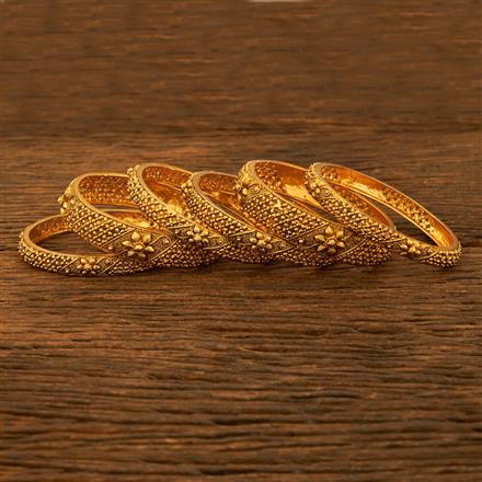 Buy Antique Plain Matte Gold Bangles With Matte Gold Plating 212027 ...