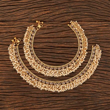 Buy Antique Pearl Payal With Gold Plating 212177 | Kanhai Jewels