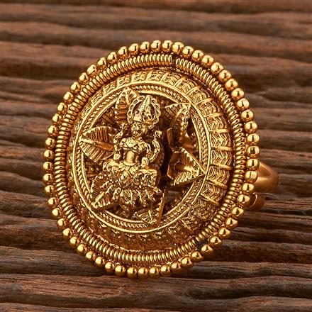 Buy Antique South Indian Ring With Matte Gold Plating 212502 | Kanhai ...