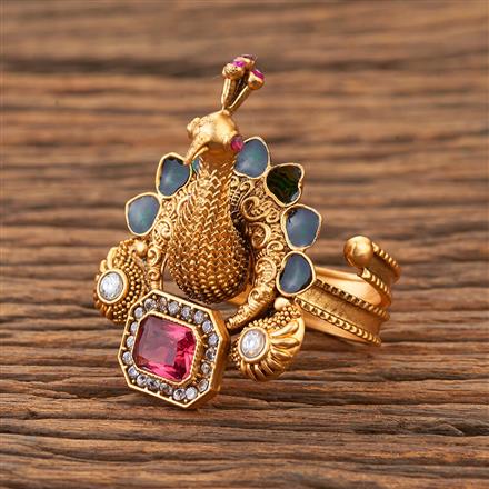 Buy Antique Peacock Ring With Matte Gold Plating 216345 | Kanhai Jewels