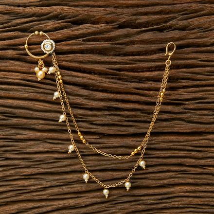 Buy Antique Moti Nose Ring With Gold Plating 216529 | Kanhai Jewels