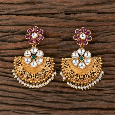 Buy Antique Moti Earring With Matte Gold Plating 217294 | Kanhai Jewels