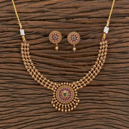Buy Antique Classic Necklace With Matte Gold Plating 217336 | Kanhai Jewels