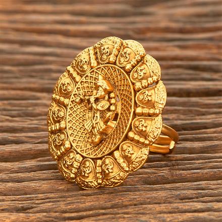 Buy Antique Temple Ring With Matte Gold Plating 218522 | Kanhai Jewels