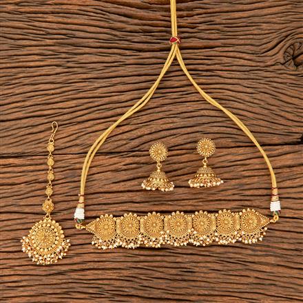 Buy Antique Choker Necklace With Matte Gold Plating 218553 | Kanhai Jewels