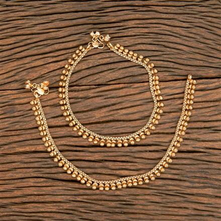Buy Antique Plain Matte Gold Payal With Matte Gold Plating 220153 ...