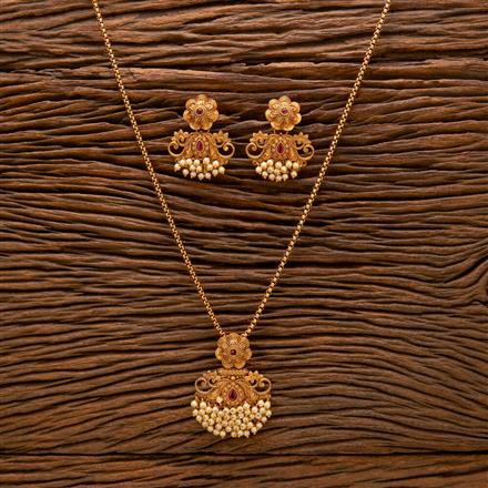 Buy Antique Chain Pendant Set With Matte Gold Plating 220982 | Kanhai ...