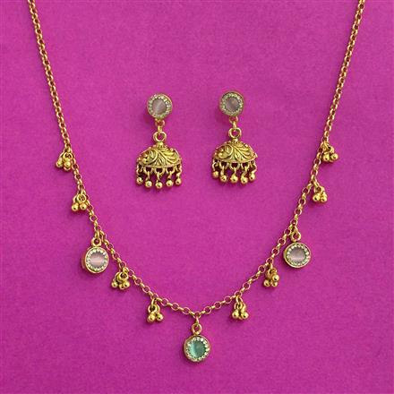 Buy Antique Delicate Necklace Set With Matte Gold Plating 226679 ...