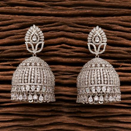 Buy Cz Jhumkis With Rhodium Plating 407672 | Kanhai Jewels