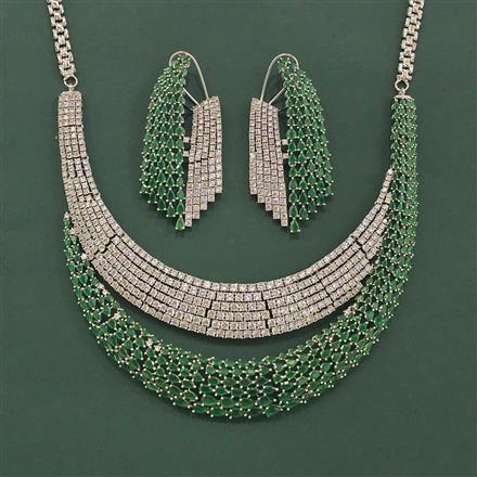 Buy Cz Classic Necklace Set With Rhodium Plating 443256 | Kanhai Jewels