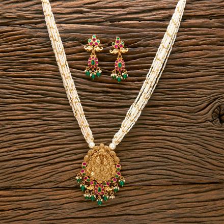 Buy Antique South Indian Pendant Set With Matte Gold Plating 500997 ...