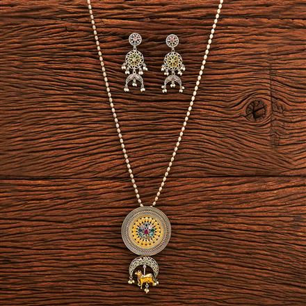 Buy Oxidised Long Necklace With 2 Tone Plating 803710 | Kanhai Jewels